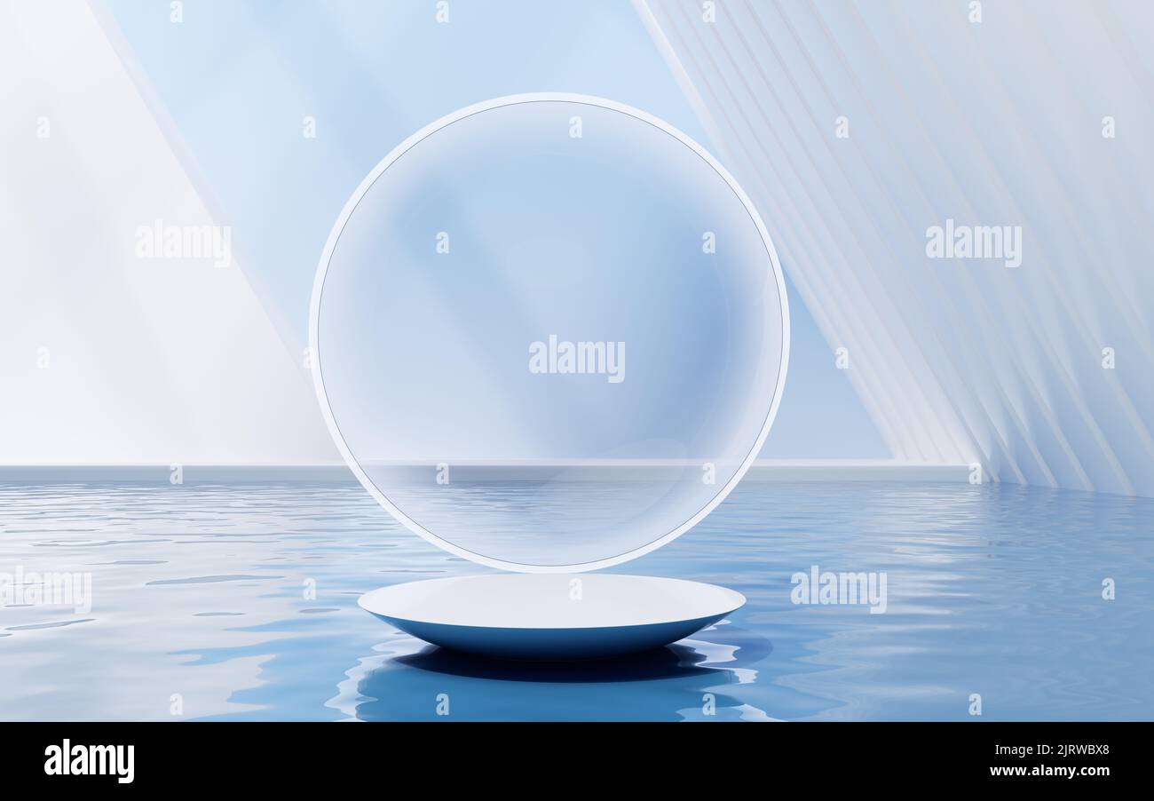 Bright room with water inside, 3d rendering. Computer digital drawing ...