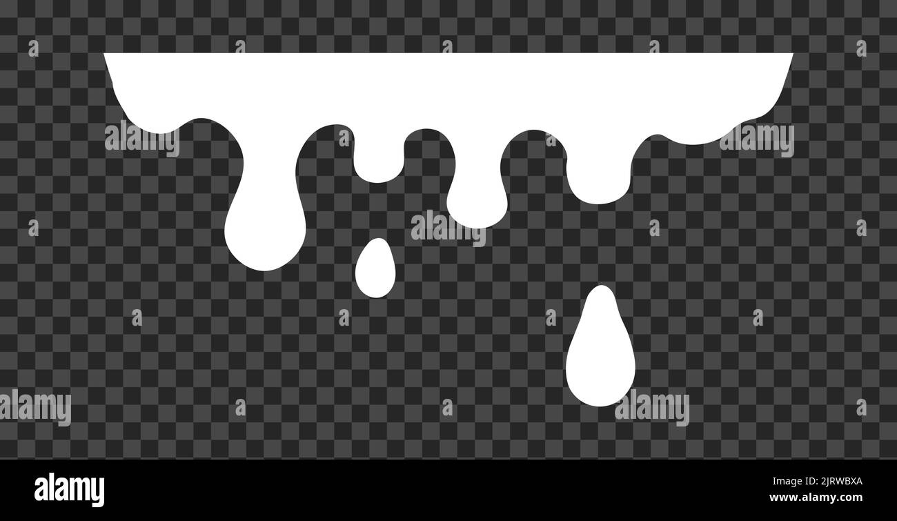 White melt drips, milk yogurt flowing drops. Vector graffiti paint drip ...