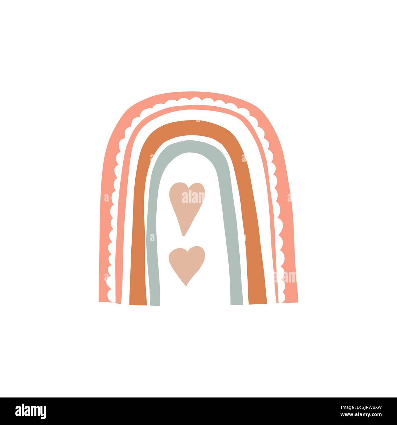 Pastel boho rainbow. Cute hand drawn modern stickers for nursery ...