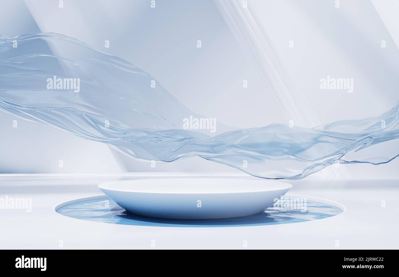 Bright room with water inside, 3d rendering. Computer digital drawing ...