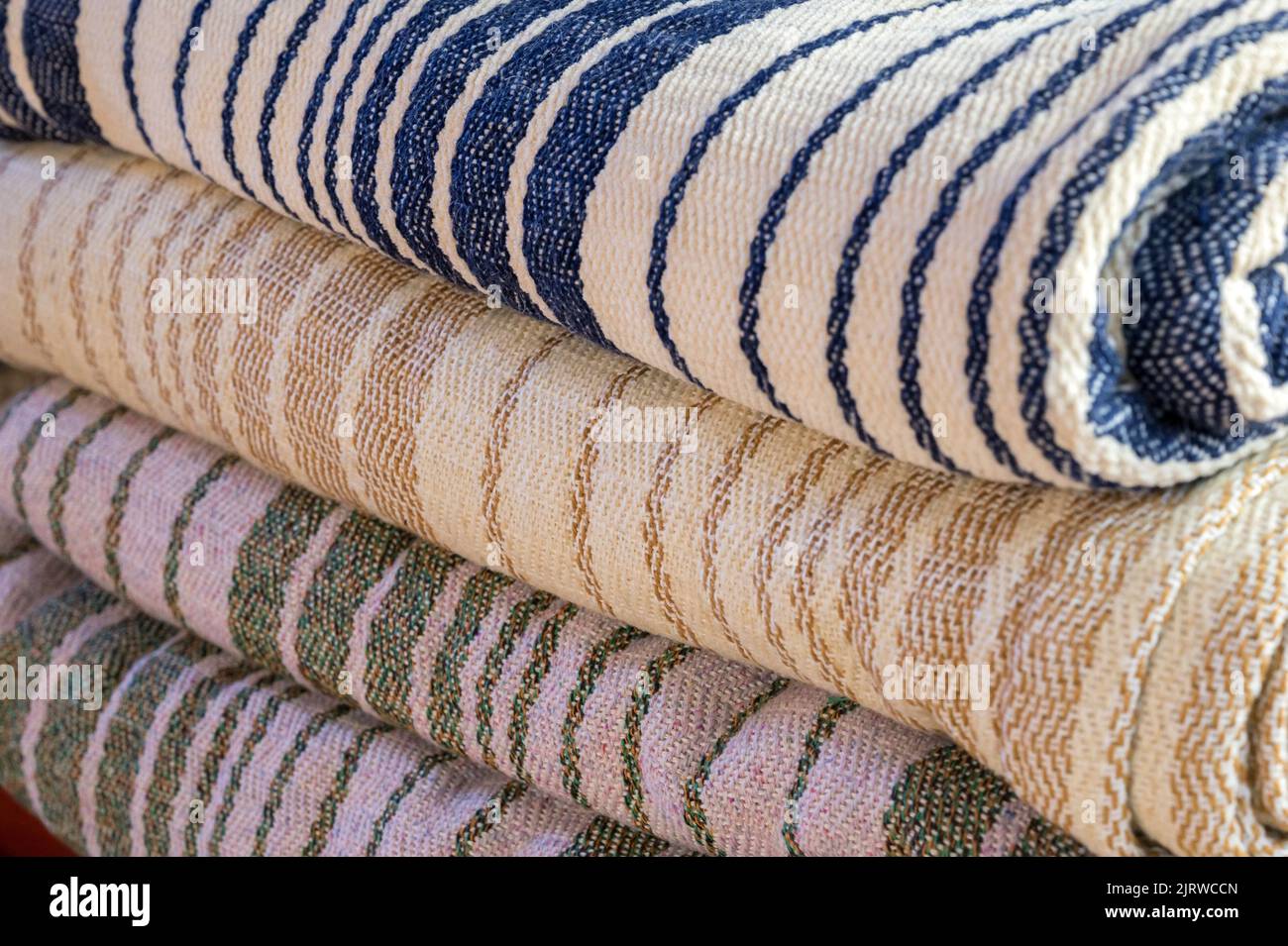 Istanbul, Turkey - January 2022. Close up view Rolls of textile, cloth ...