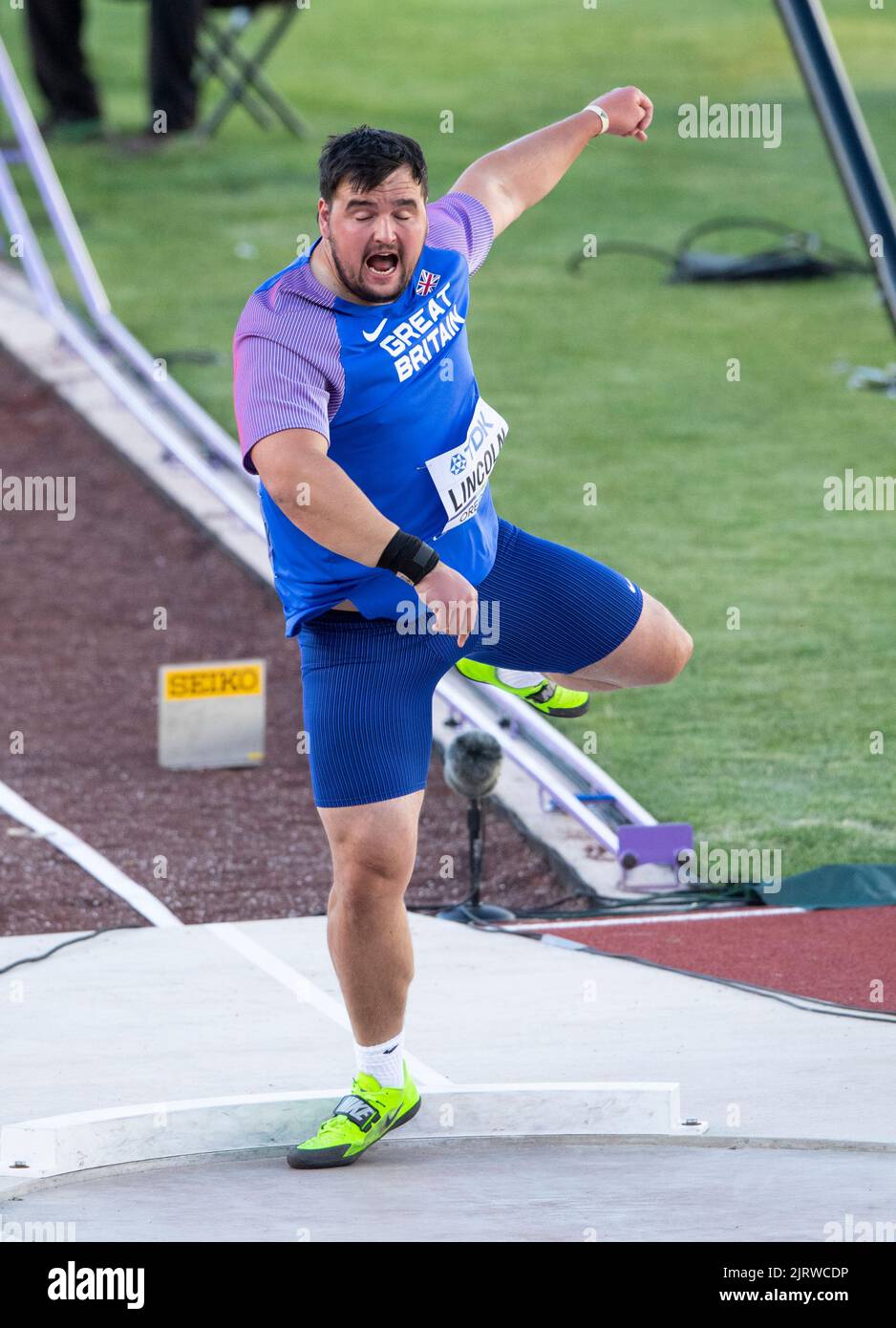 Scott Lincoln of GB&NI competing in the men’s shot put heats at the ...