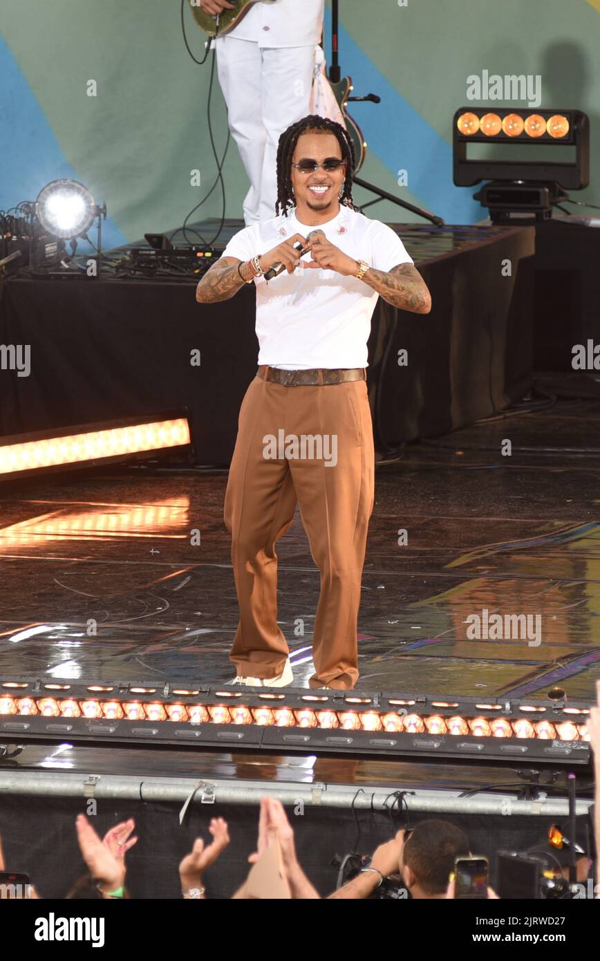 Ozuna performs on Good Morning America at Rumsey Field Central Park in ...