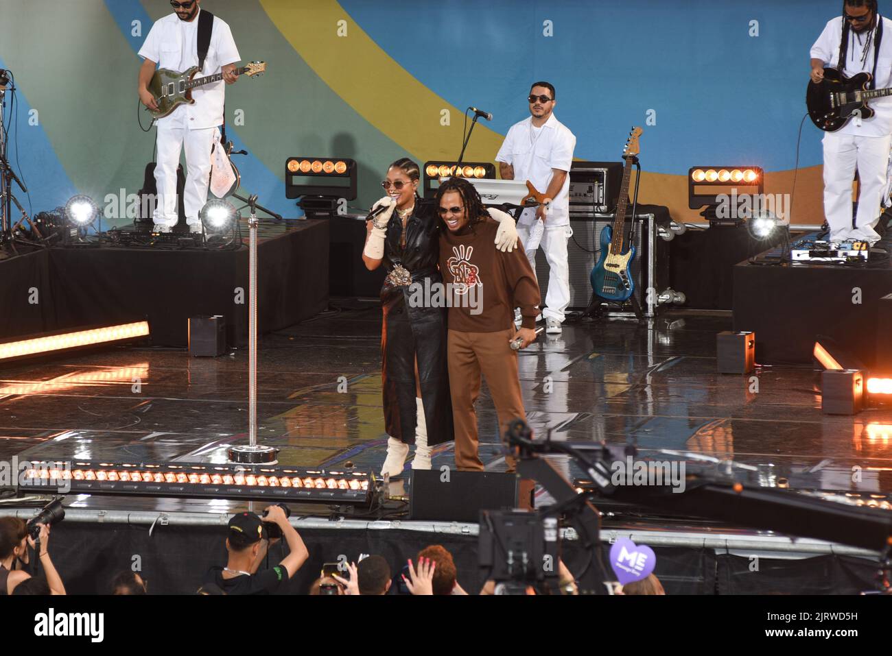 Ozuna performs with Tokischa on Good Morning America at Rumsey Field ...