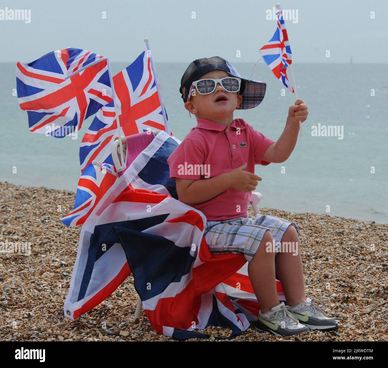 2 YEAR OLD ARCHIE RUSSELL FROM HAVANT, HANTS CELEBRATES THE QUEEN'S ...