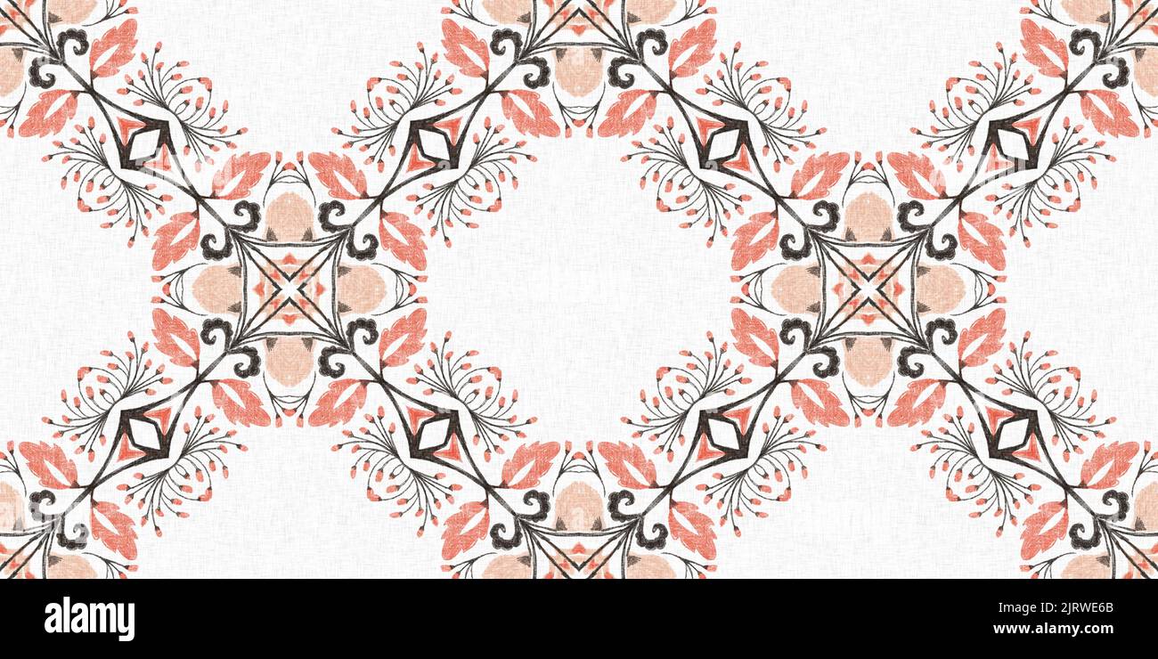 Modern boho geometric floral quilt style seamless border pattern ...