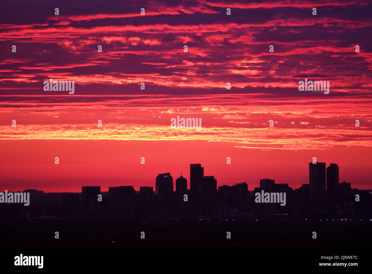 Denver, CO skyline at sunrise Stock Photo - Alamy