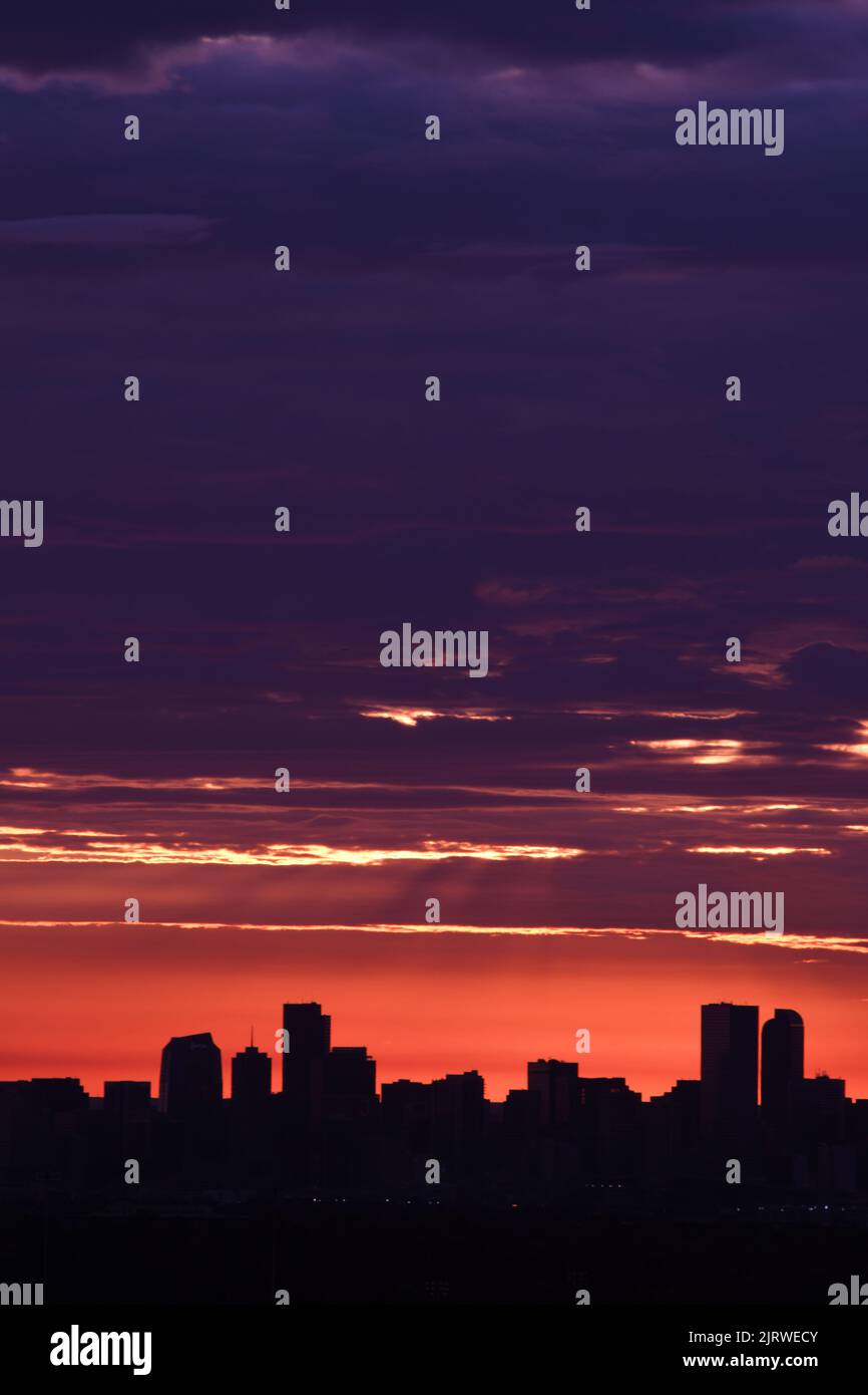 Denver, CO skyline at sunrise Stock Photo - Alamy