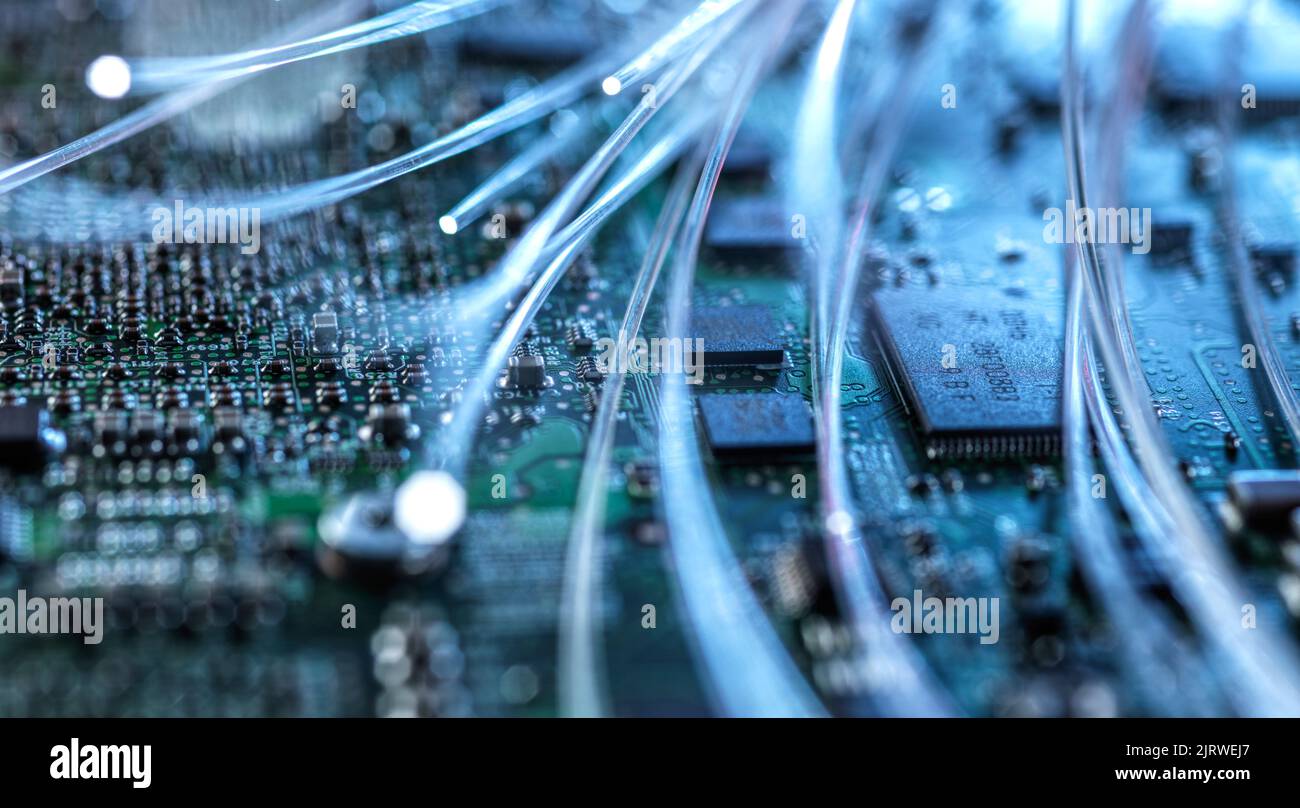 Fibre optics carrying data passing through computer circuit boards ...