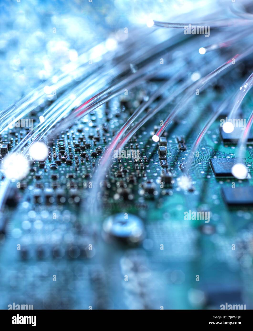 Fibre optics carrying data passing through computer circuit boards ...