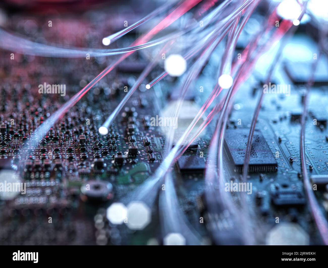 Fibre optics carrying data passing through computer circuit boards ...