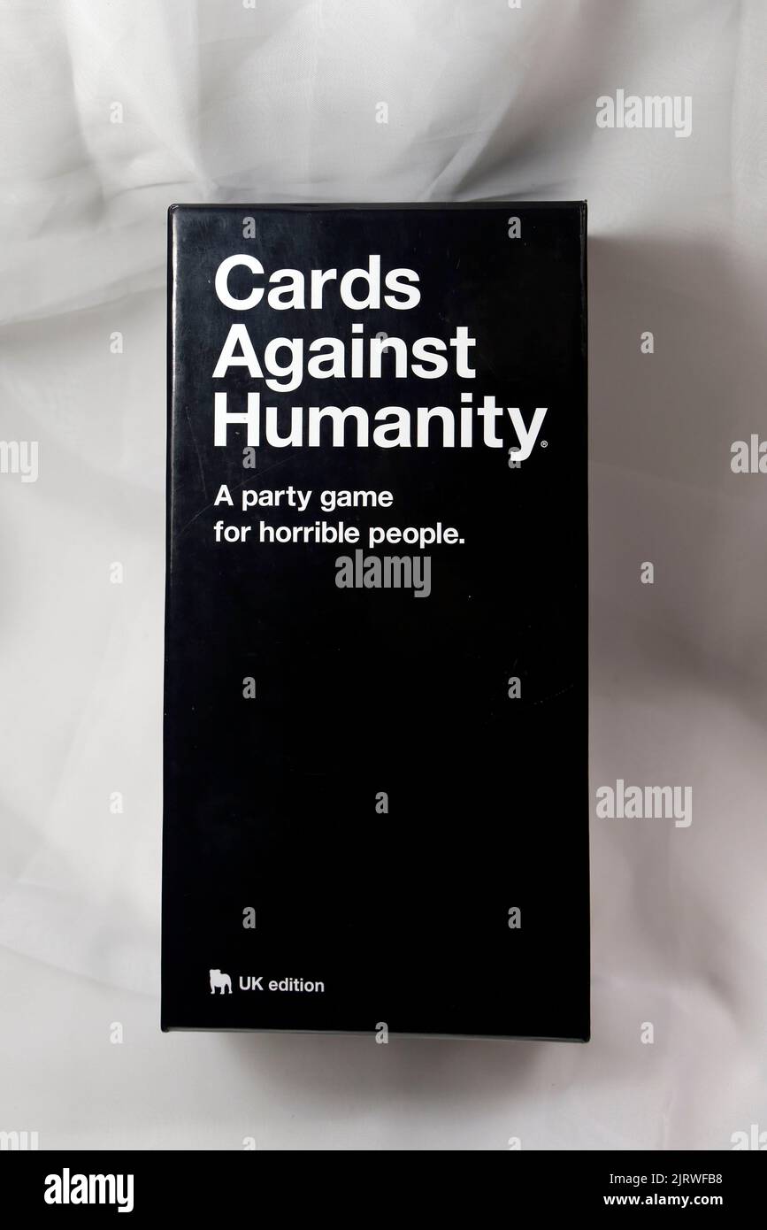 Cards Against Humanity. Adult party card game. Studio set up Stock ...