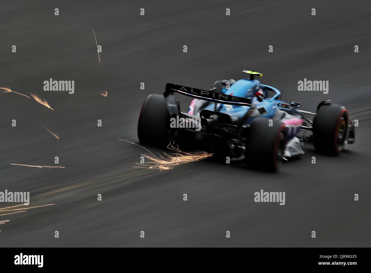 Esteban Ocon (FRA) Alpine F1 Team A522 sends sparks flying. Belgian ...