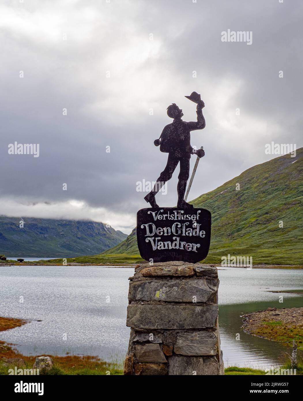 Den Glade Vandret the Happy Wanderer outside the comfortable Fondsbu ...