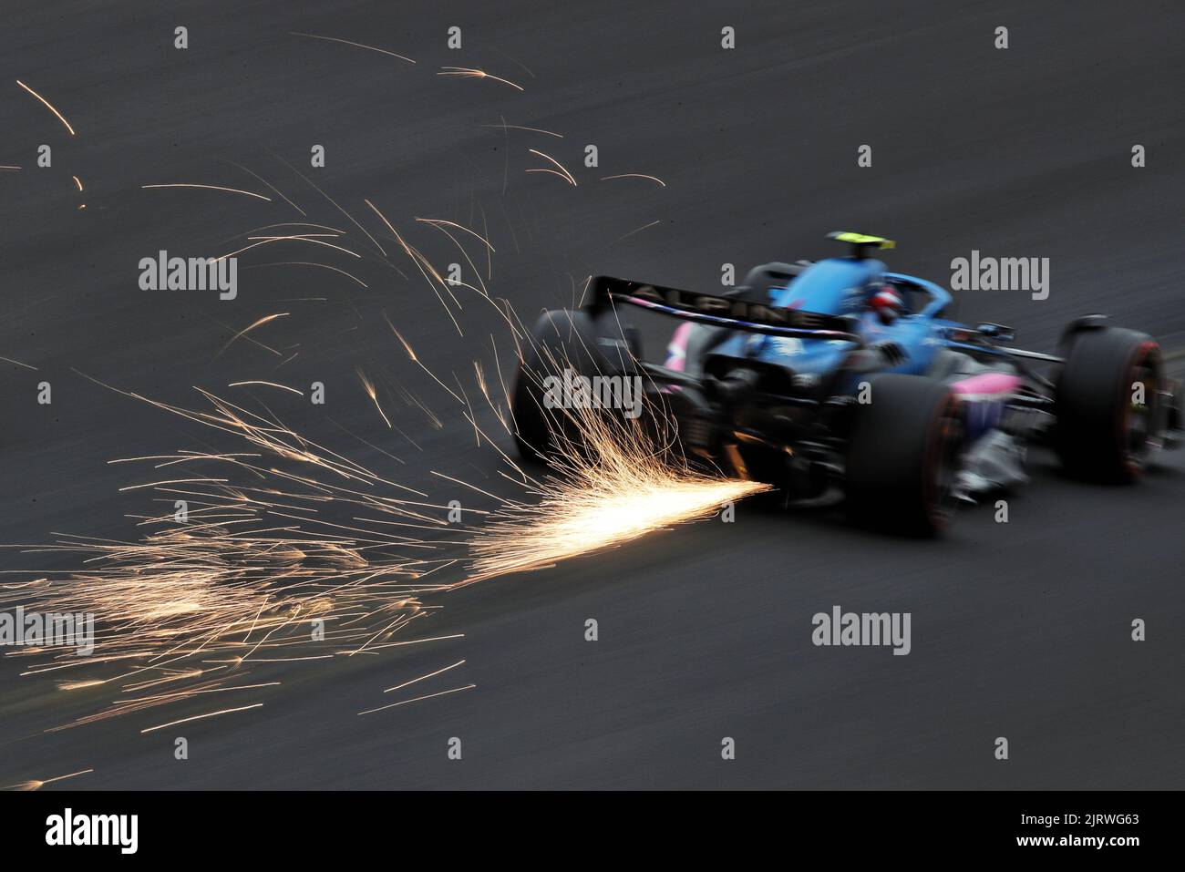 Esteban Ocon (FRA) Alpine F1 Team A522 sends sparks flying. Belgian ...