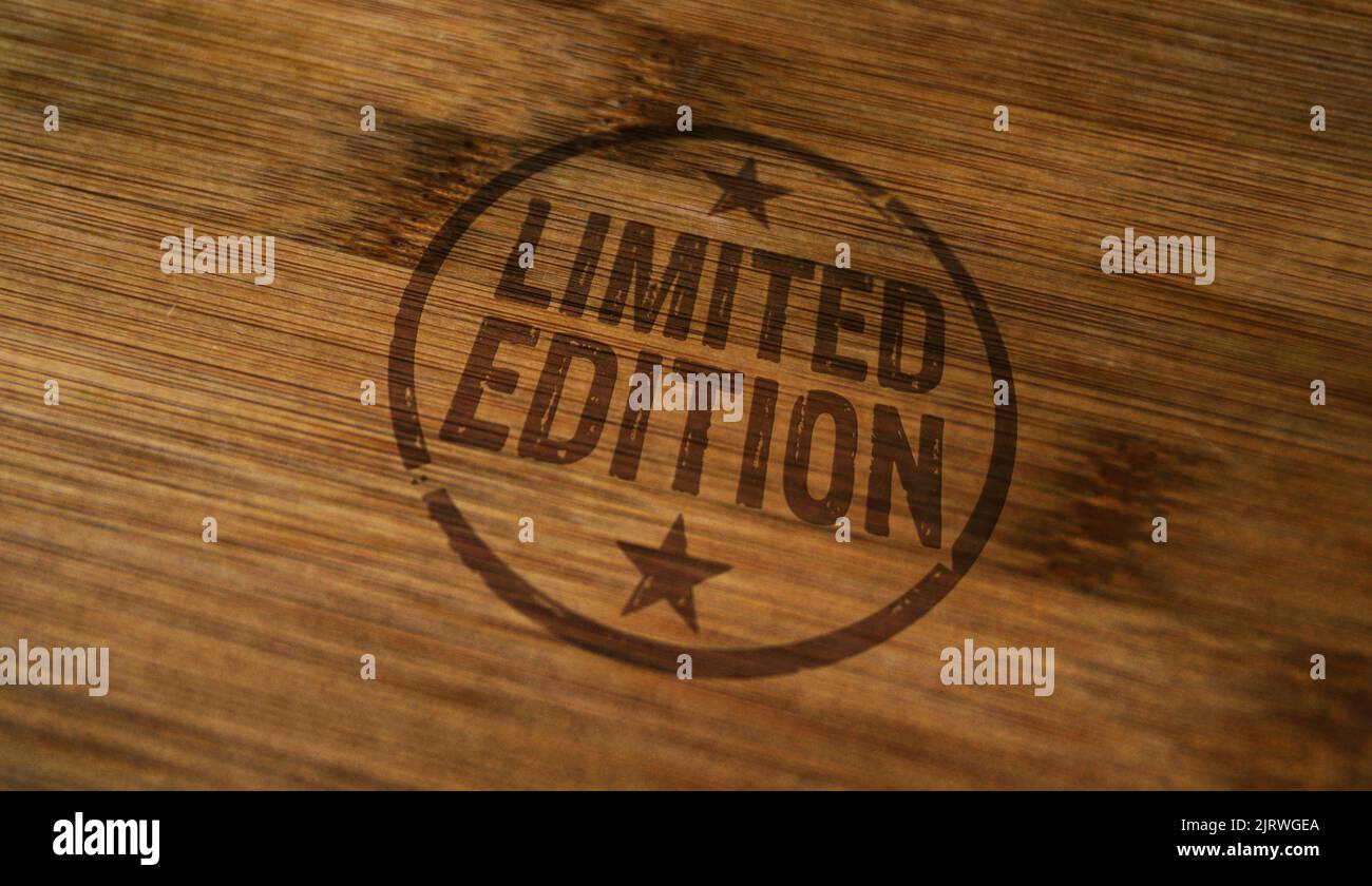 Limited Edition stamp printed on wooden box. Exclusive certificate ...