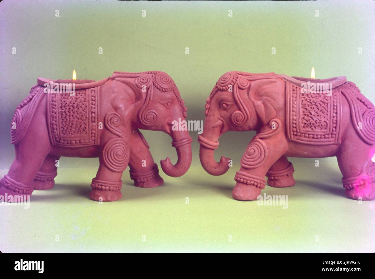 Terracotta Elephants with Lamps, India Stock Photo - Alamy