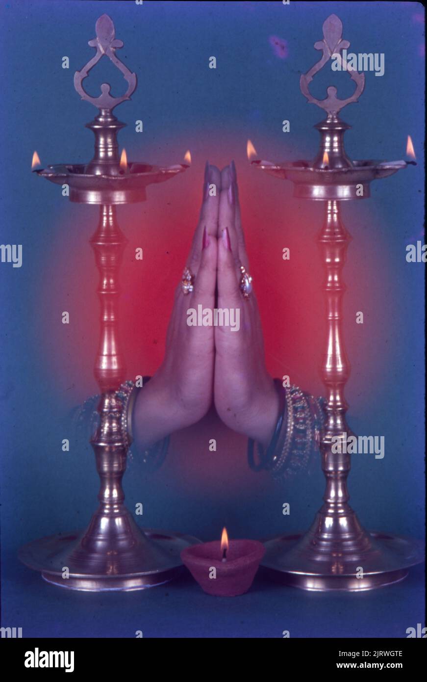 Namashkar with Traditional Lamps, India Stock Photo - Alamy