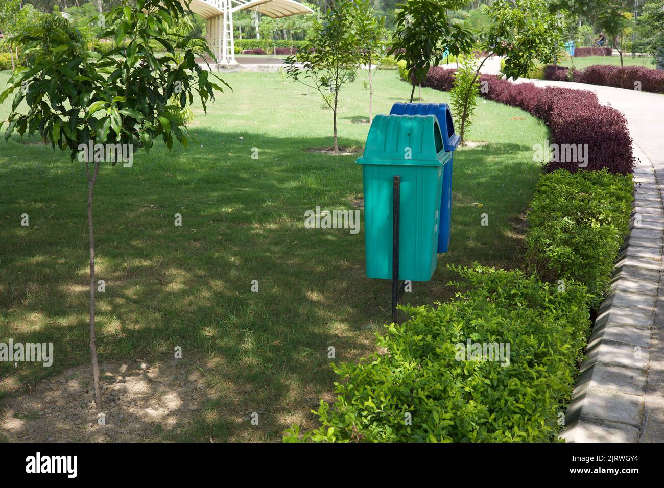 Environmental friendly trash bins or dust bins in the garden for ...