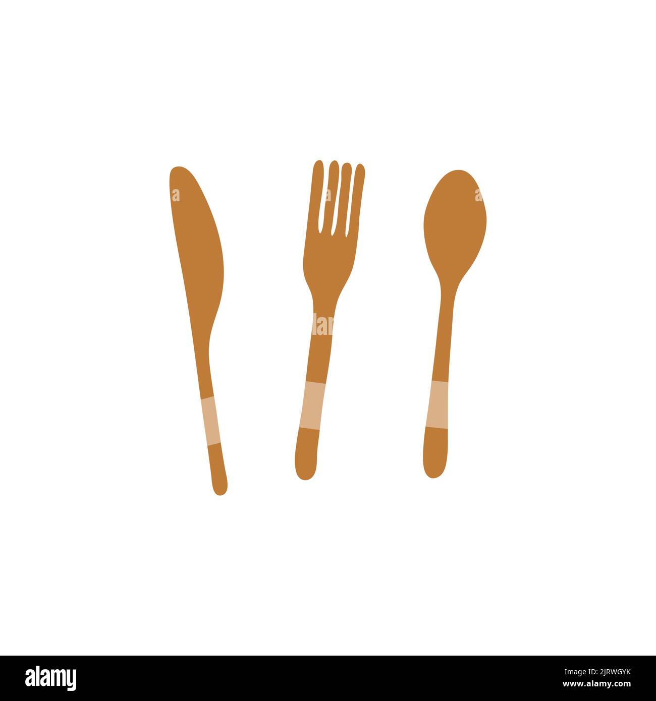 Doodle wooden knife, fork and spoon isolated on white background Stock Vector Image & Art - Alamy