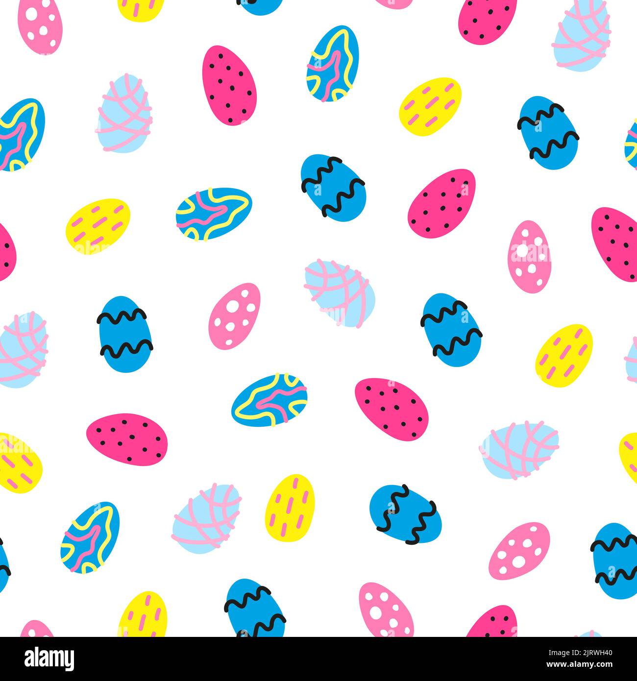 Seamless pattern with cute doodle colorful Easter eggs Stock Vector ...