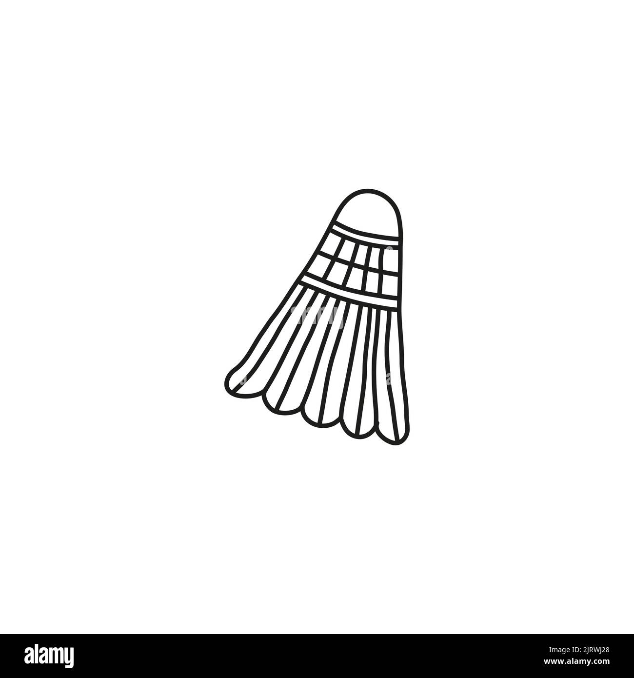 Doodle outline shuttlecock icon for badminton isolated on white ...