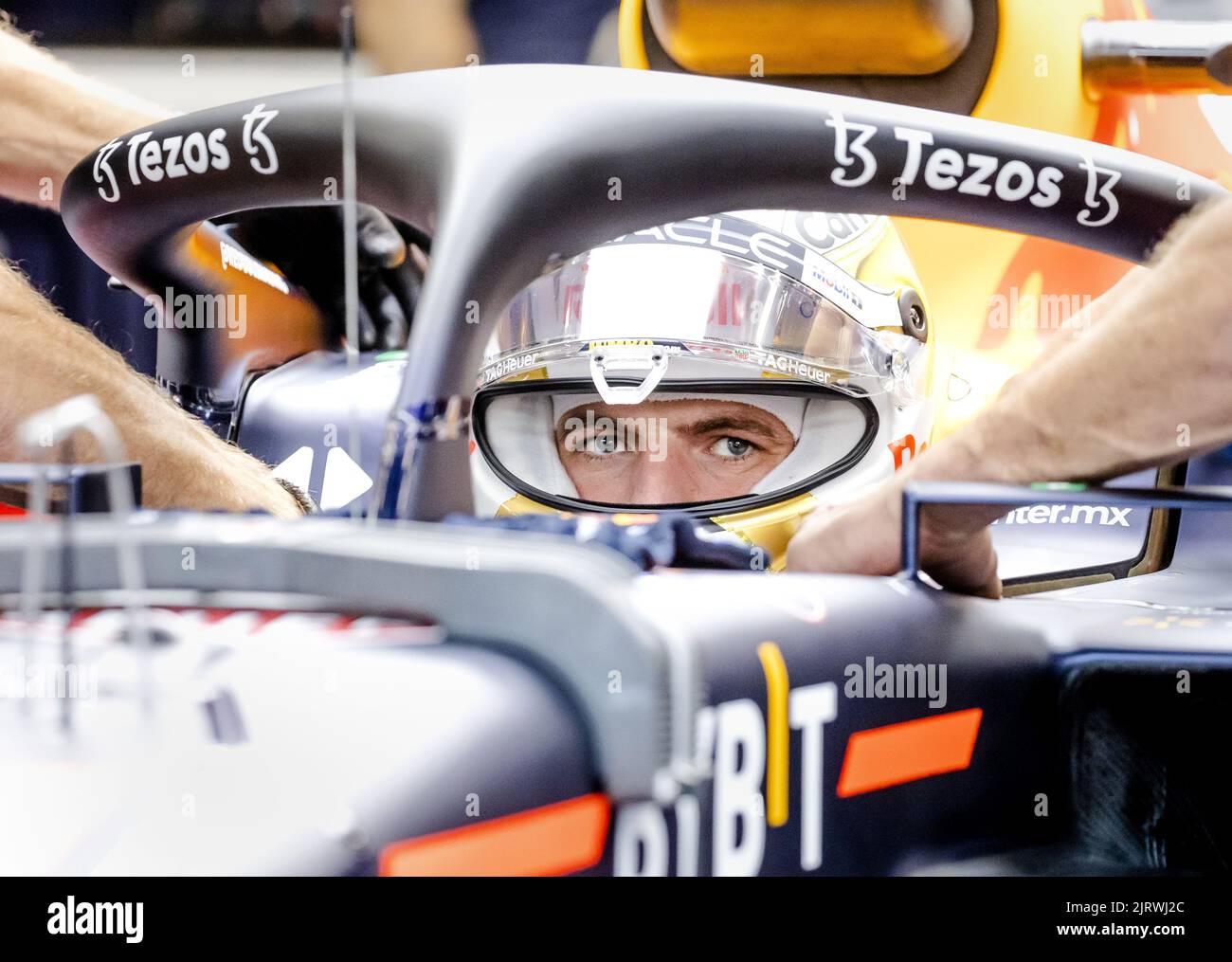 SPA - Max Verstappen (Red Bull Racing) in his pit box during the 2nd ...