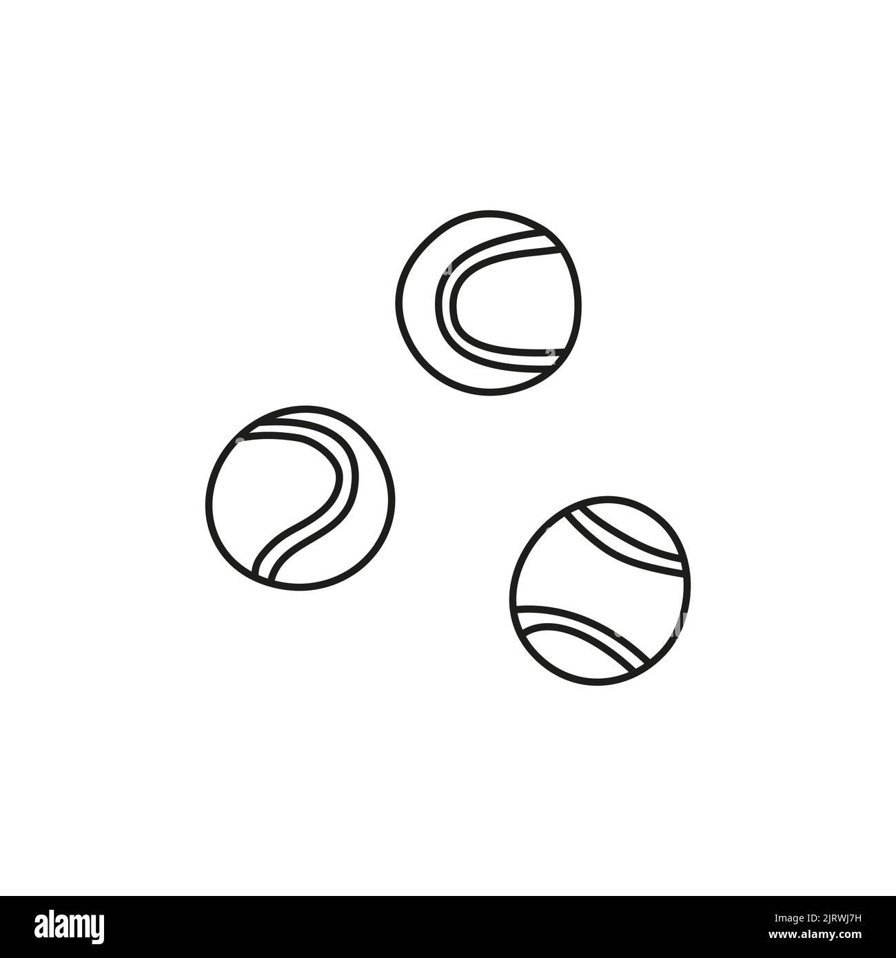 Doodle outline big tennis balls isolated on white background Stock ...