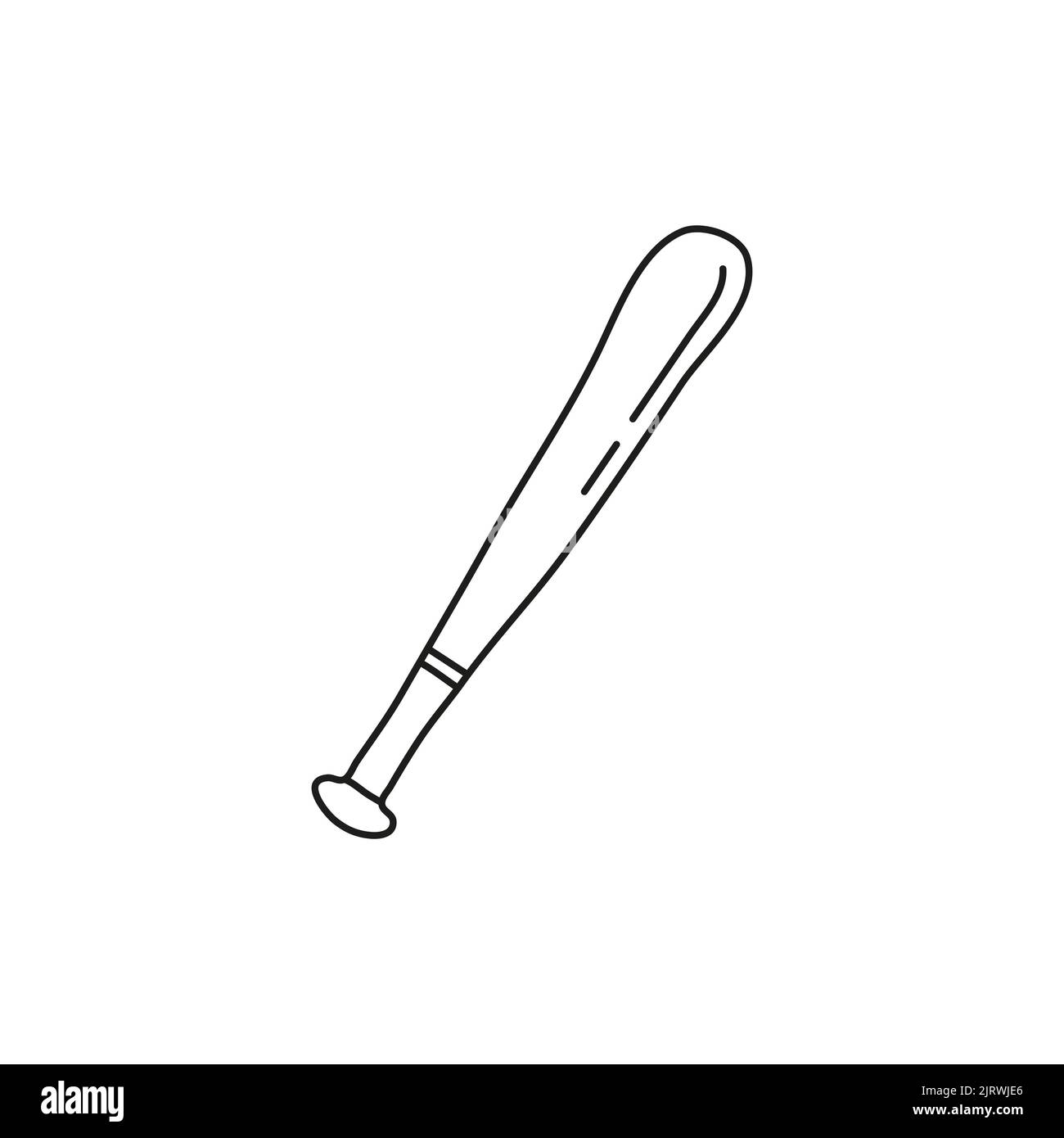 Doodle outline baseball bat isolated on white background Stock Vector ...