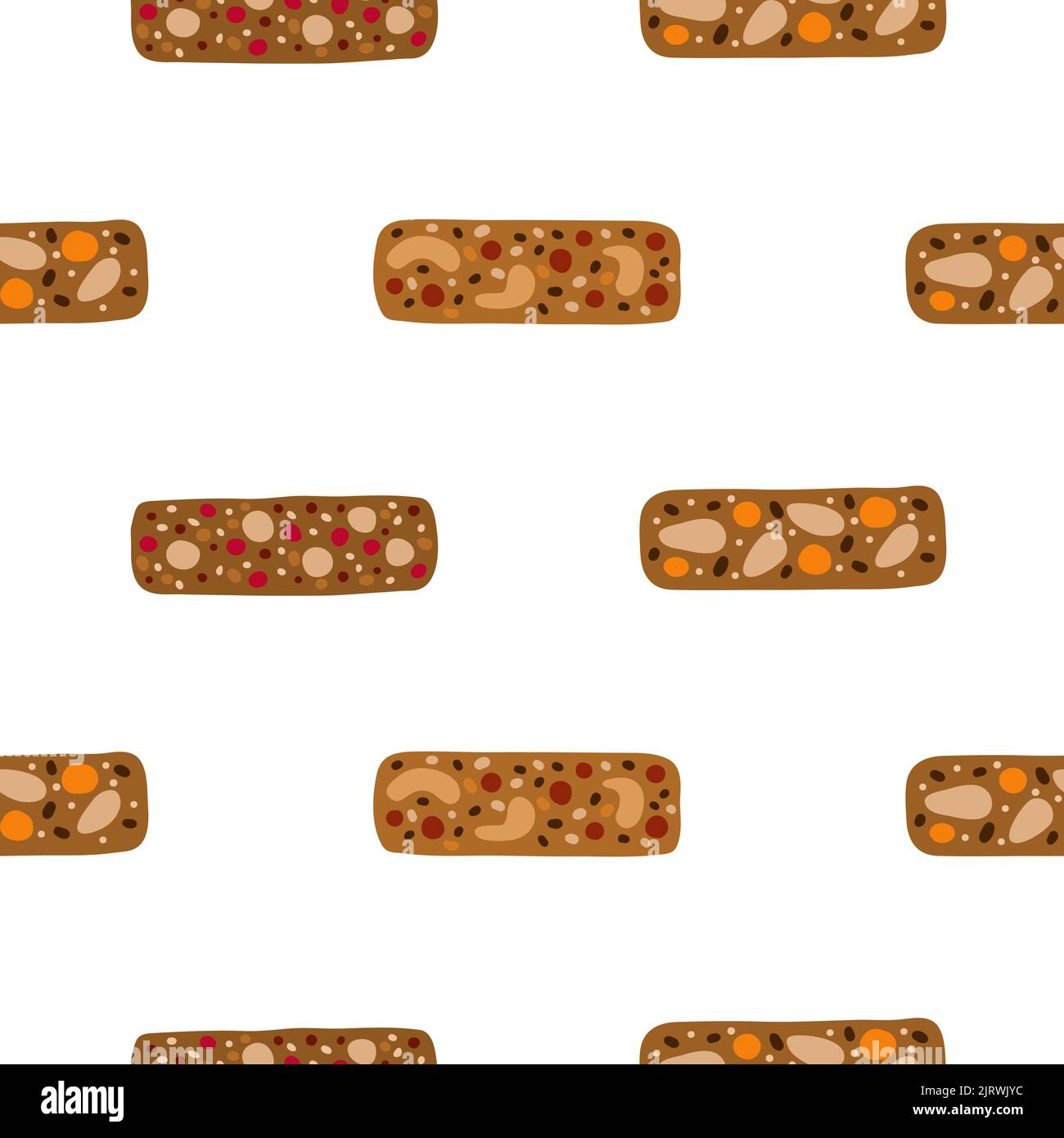 White seamless pattern with doodle colorful granola bars Stock Vector ...