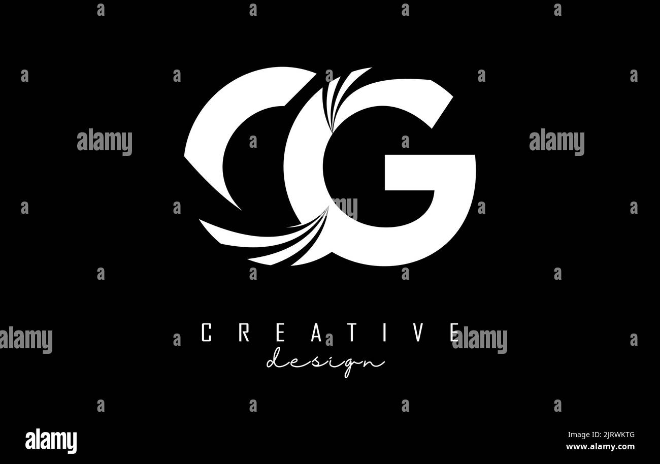 White letter CG c g logo with leading lines and road concept design ...