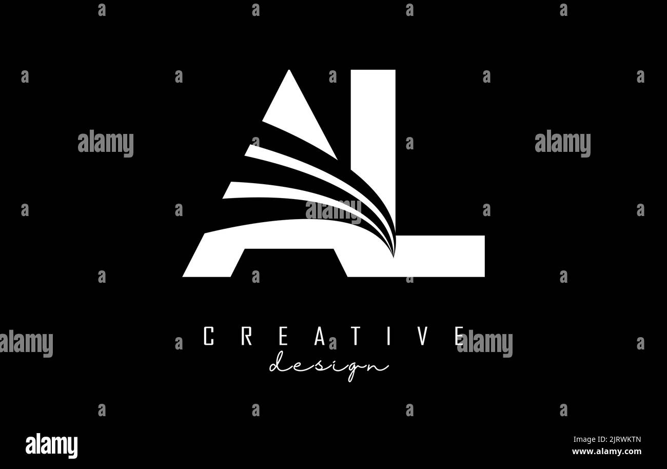 White letter AL A L logo with leading lines and road concept design ...