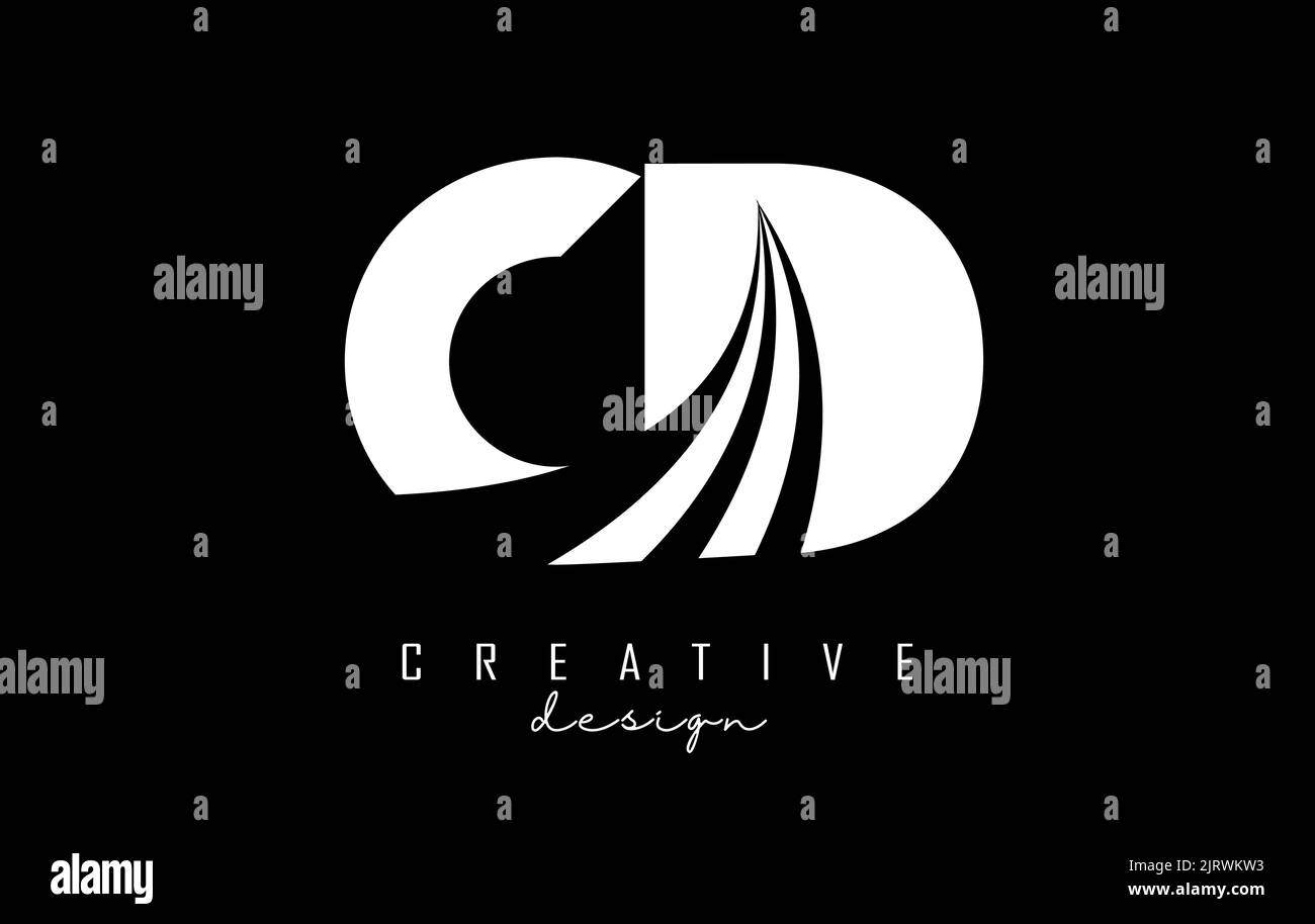 White letter CD c d logo with leading lines and road concept design ...