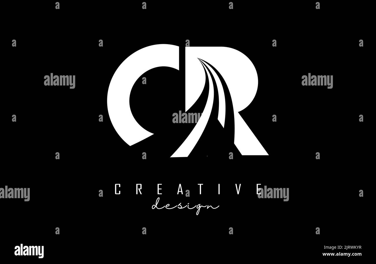 White letter Cr c r logo with leading lines and road concept design ...