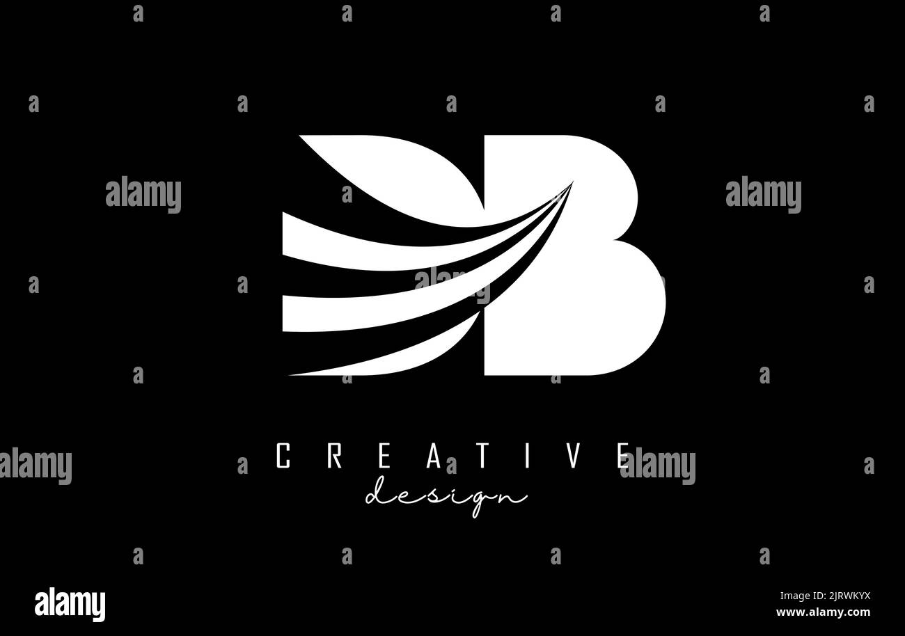 Creative white letter Db d b logo with leading lines and road concept ...
