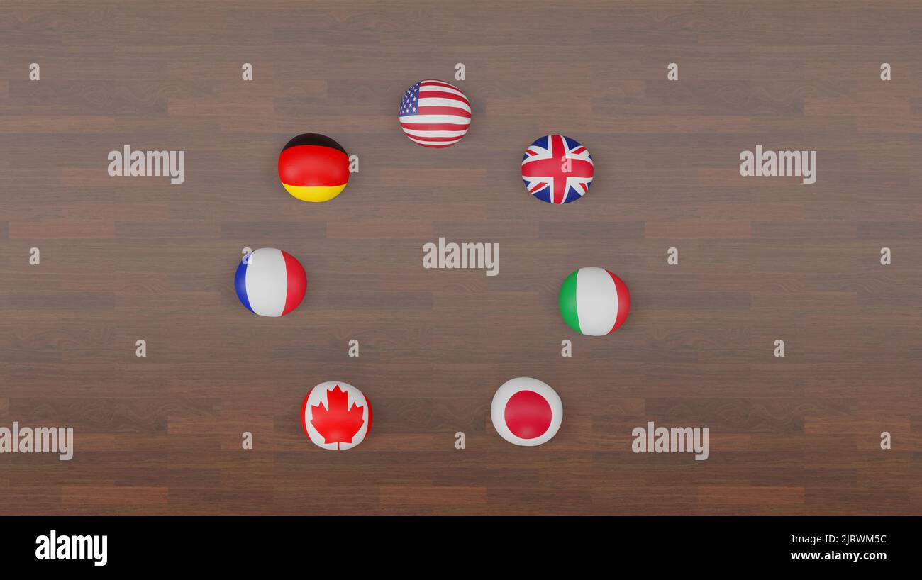 Flags of G7 countries. All official national flags of G7 Canada, France ...