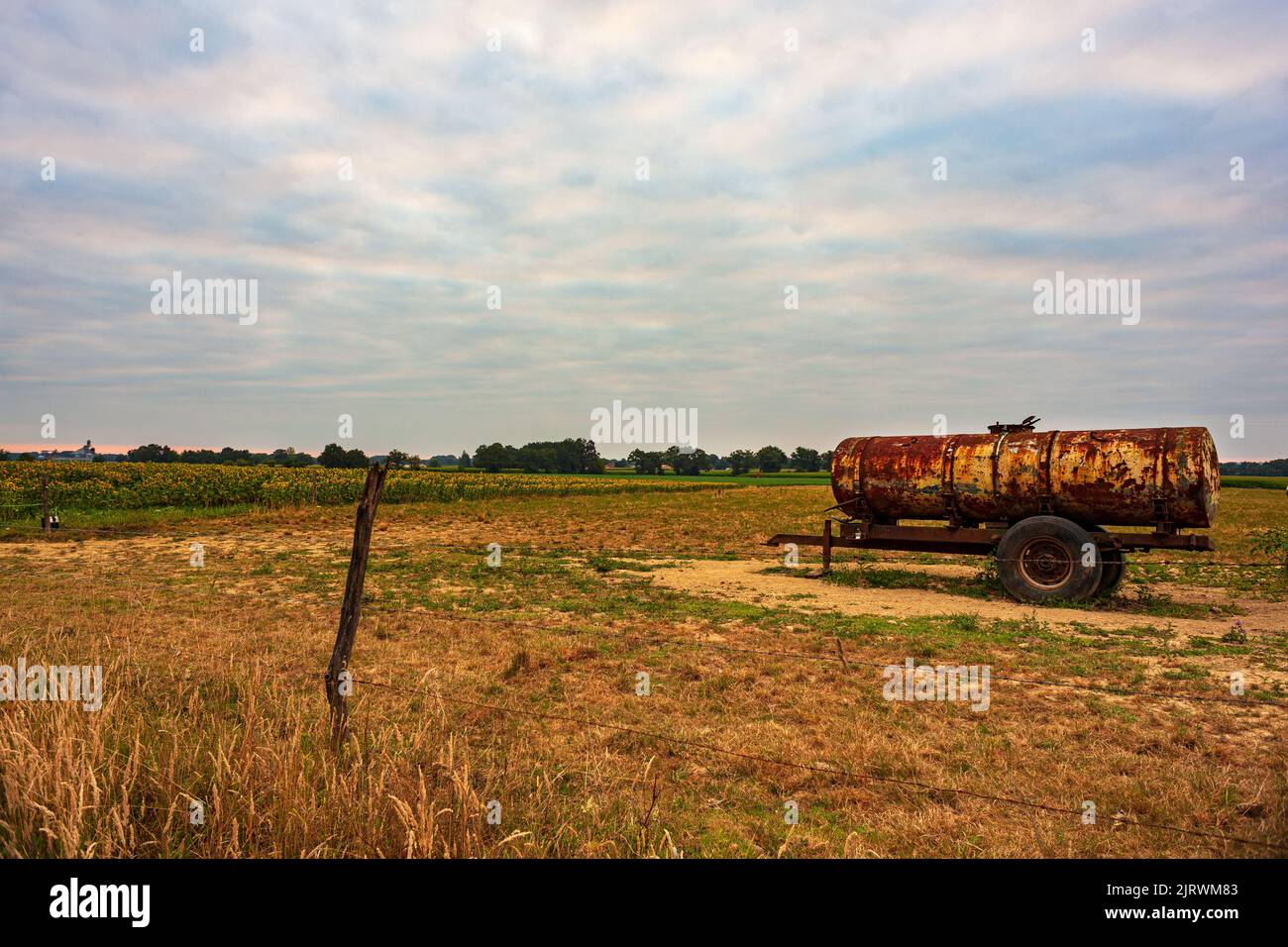 Rusty trailer tank in the French countryside at the summer season Stock ...