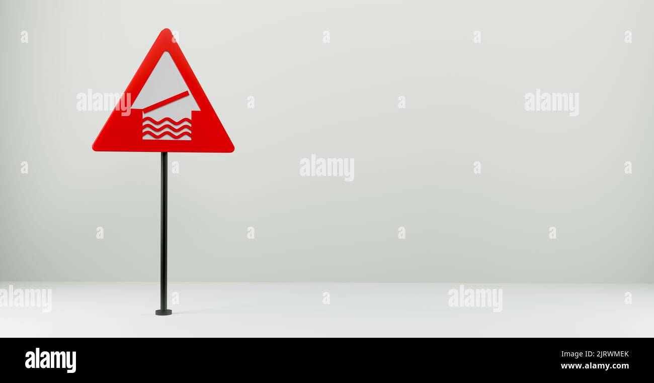 Road sign Drawbridge, 3d sign isolated on white background, copy space ...