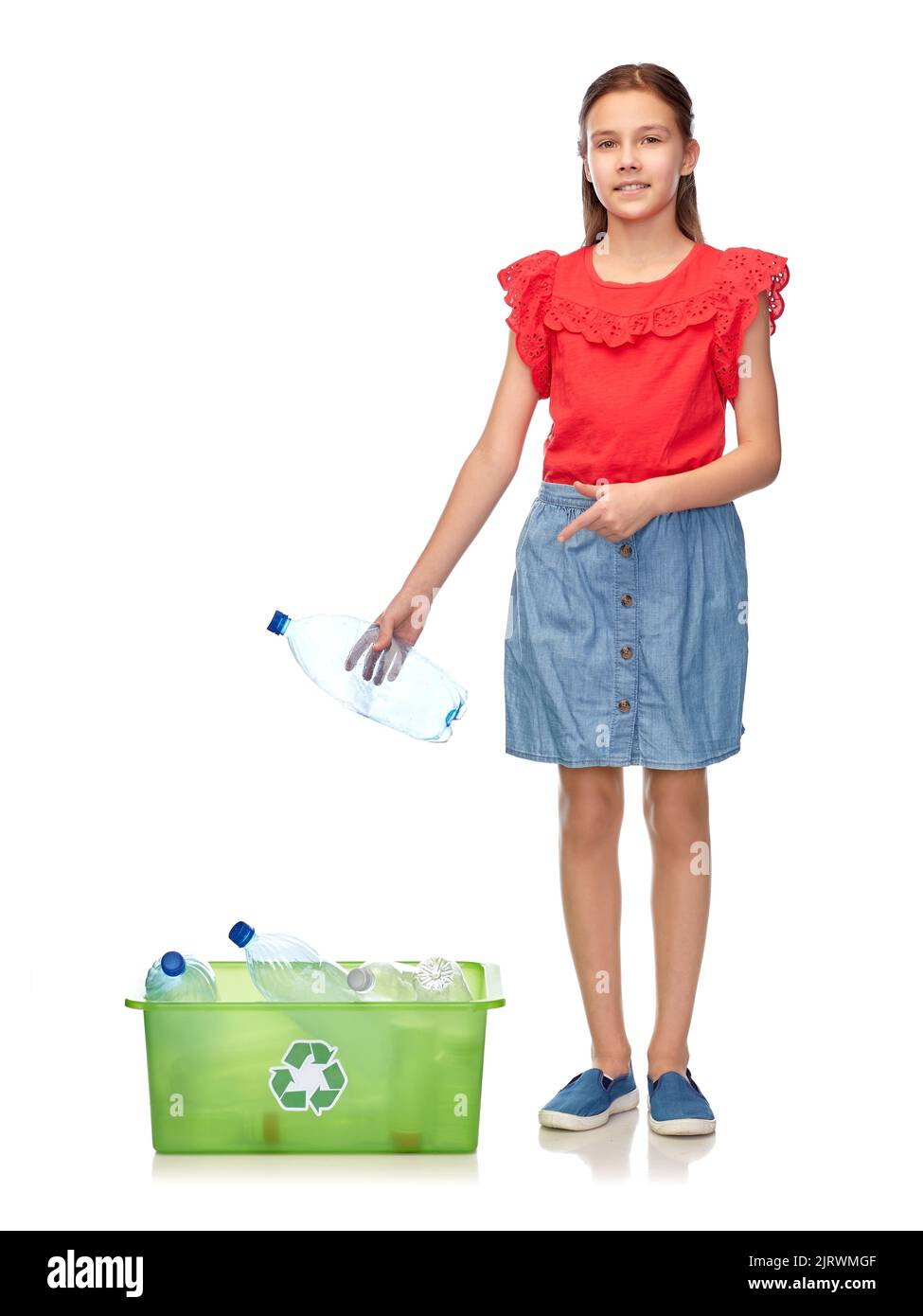 smiling girl sorting plastic waste Stock Photo - Alamy