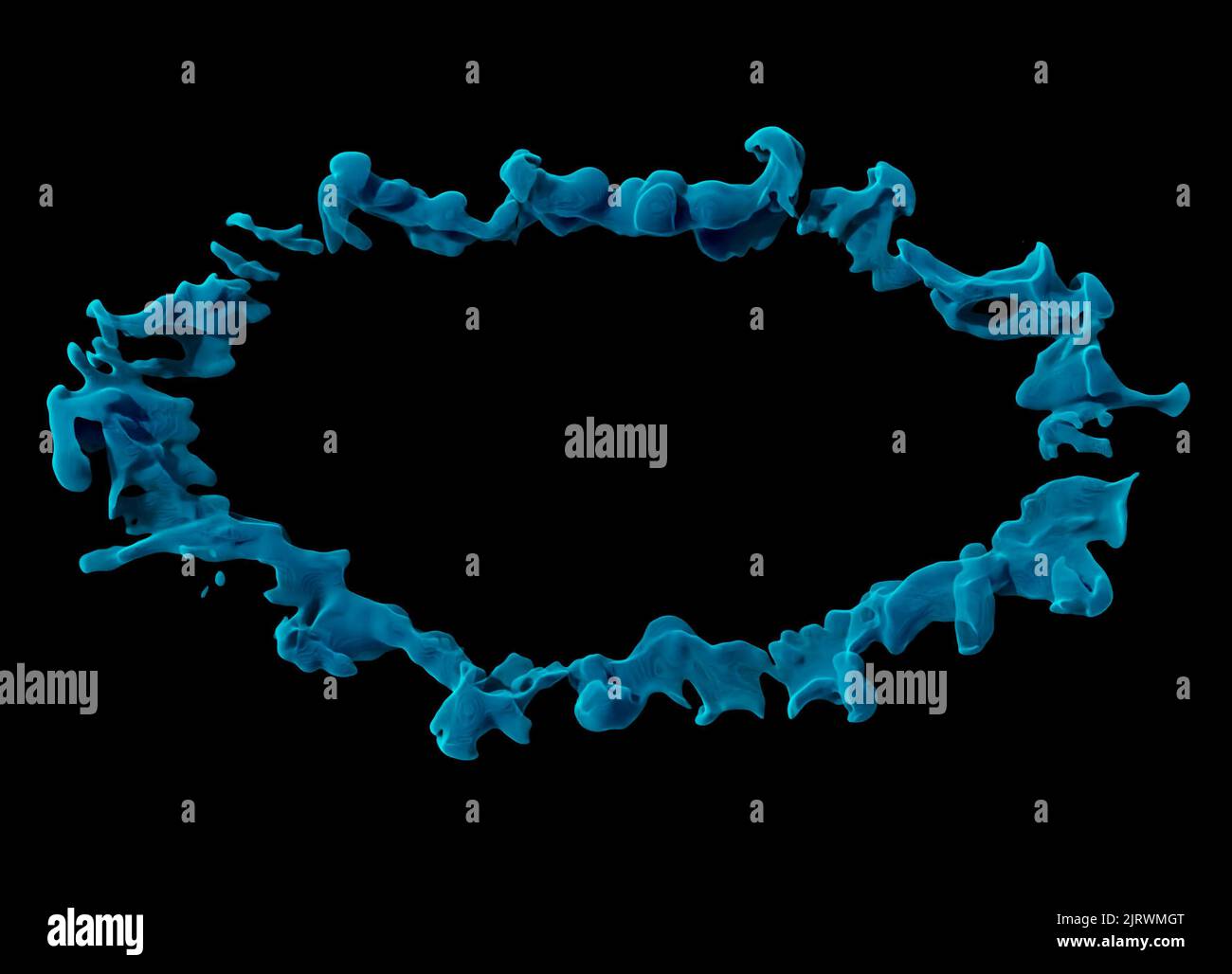 A 3D rendering of a stylized blue abstract smoke design isolated on the ...