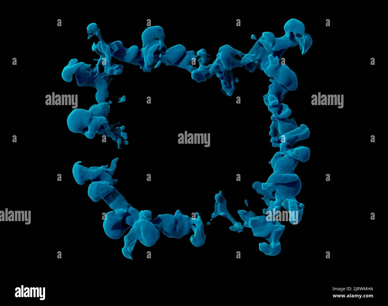 A 3D rendering of a stylized blue abstract smoke design isolated on the ...