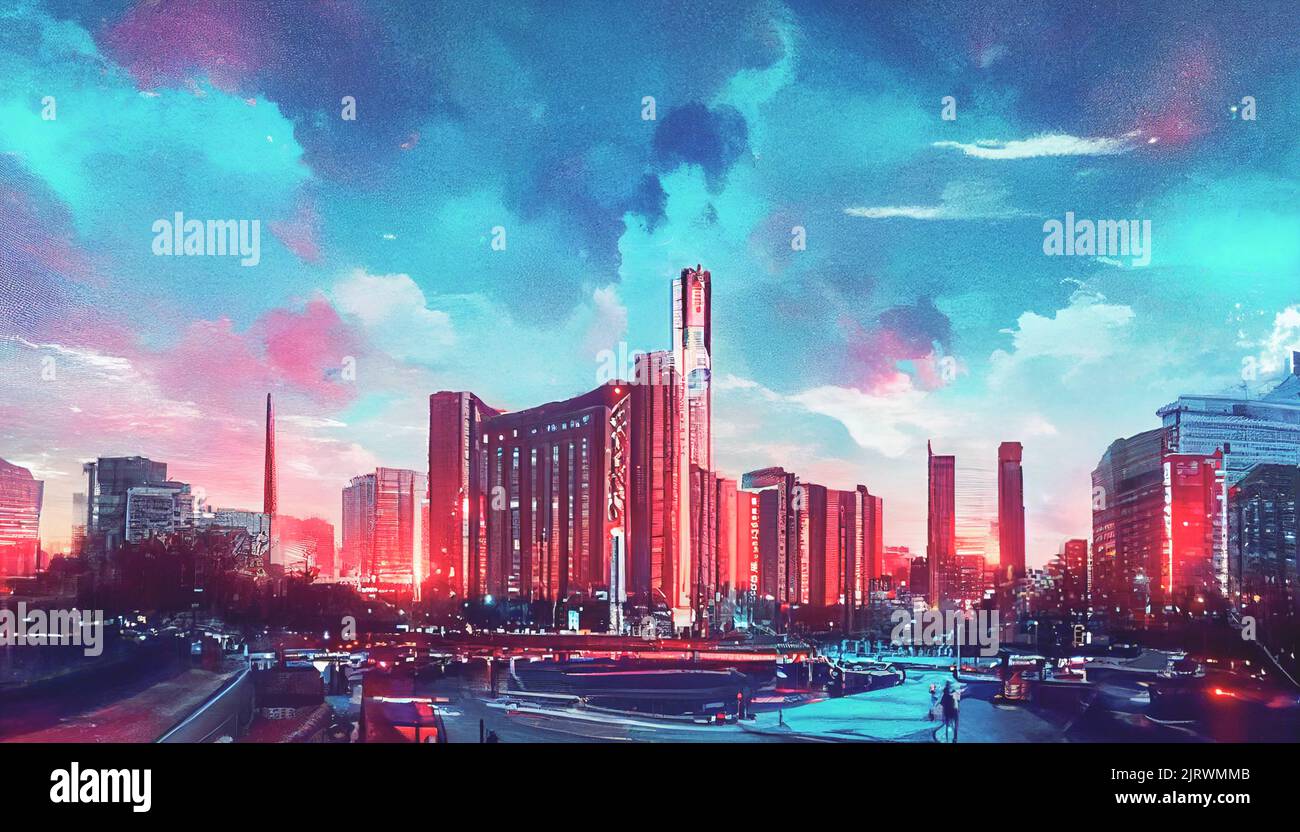 Beautiful Sky over the city of the future. Cityscape wallpapers HD ...