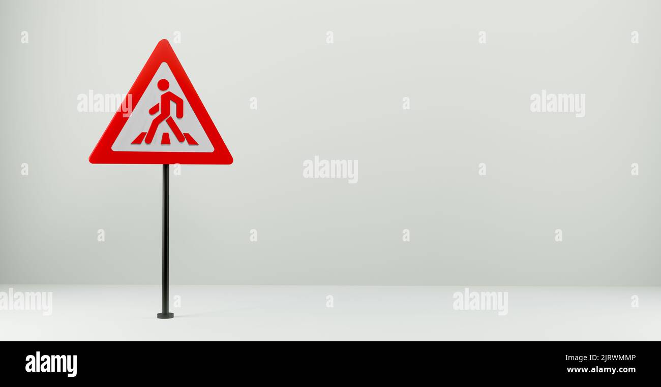 Road sign Pedestrian crossing, 3d sign isolated on white background ...