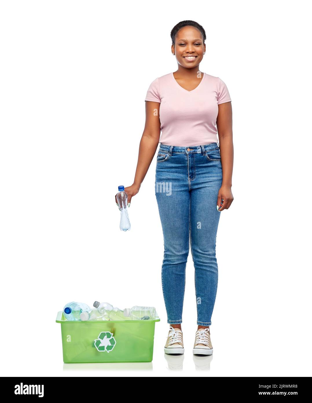 smiling young asian woman sorting plastic waste Stock Photo - Alamy