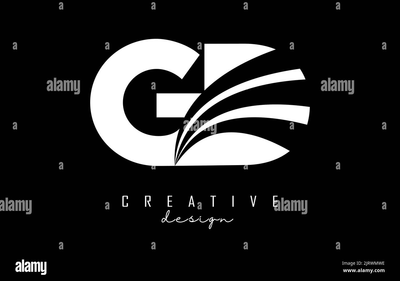 Creative white letter GD g d logo with leading lines and road concept ...