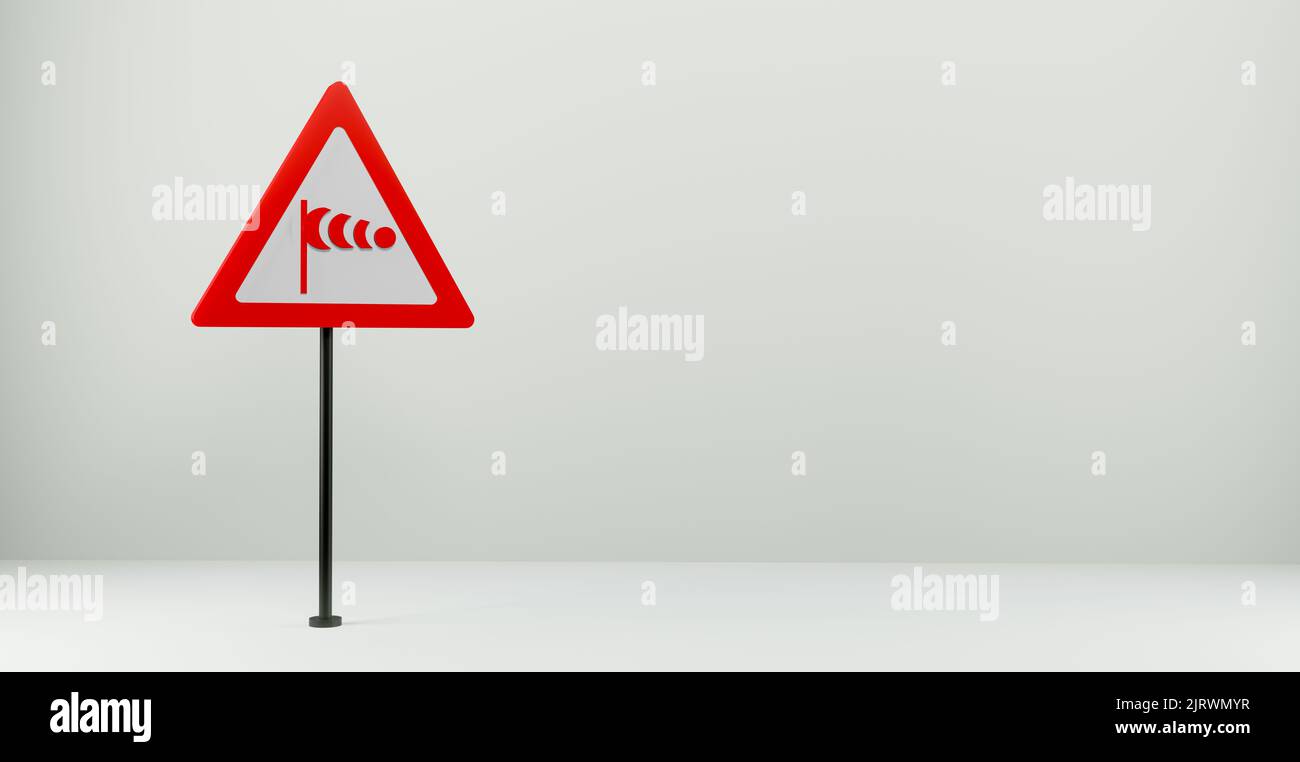 Road sign Side wind, 3d sign isolated on white background, copy space ...