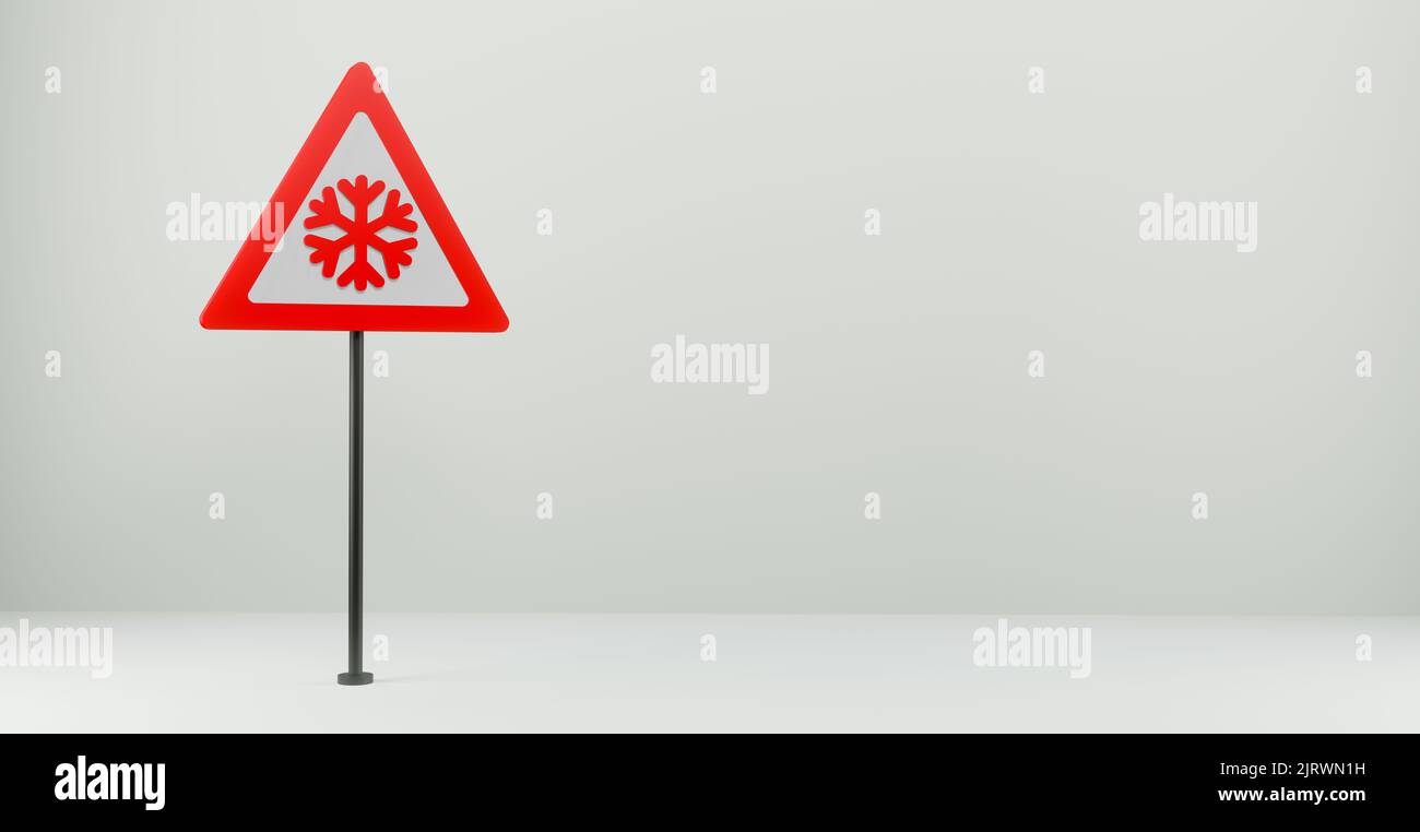 Road sign Snowflake, 3d sign isolated on white background, copy space ...