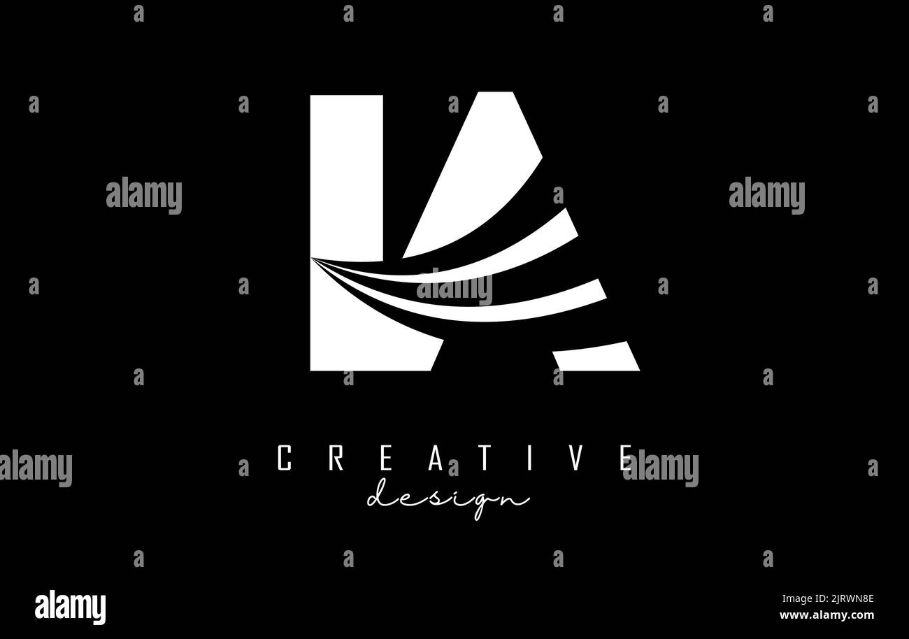 Creative white letter IA i a logo with leading lines and road concept ...