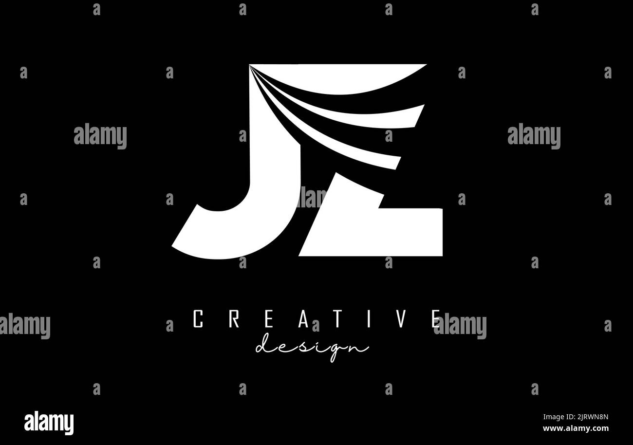 Creative white letter JZ J z logo with leading lines and road concept ...