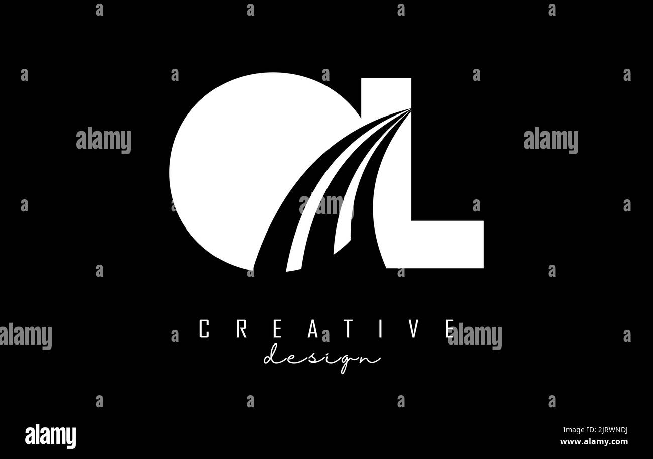 Creative white letter OL o l logo with leading lines and road concept ...